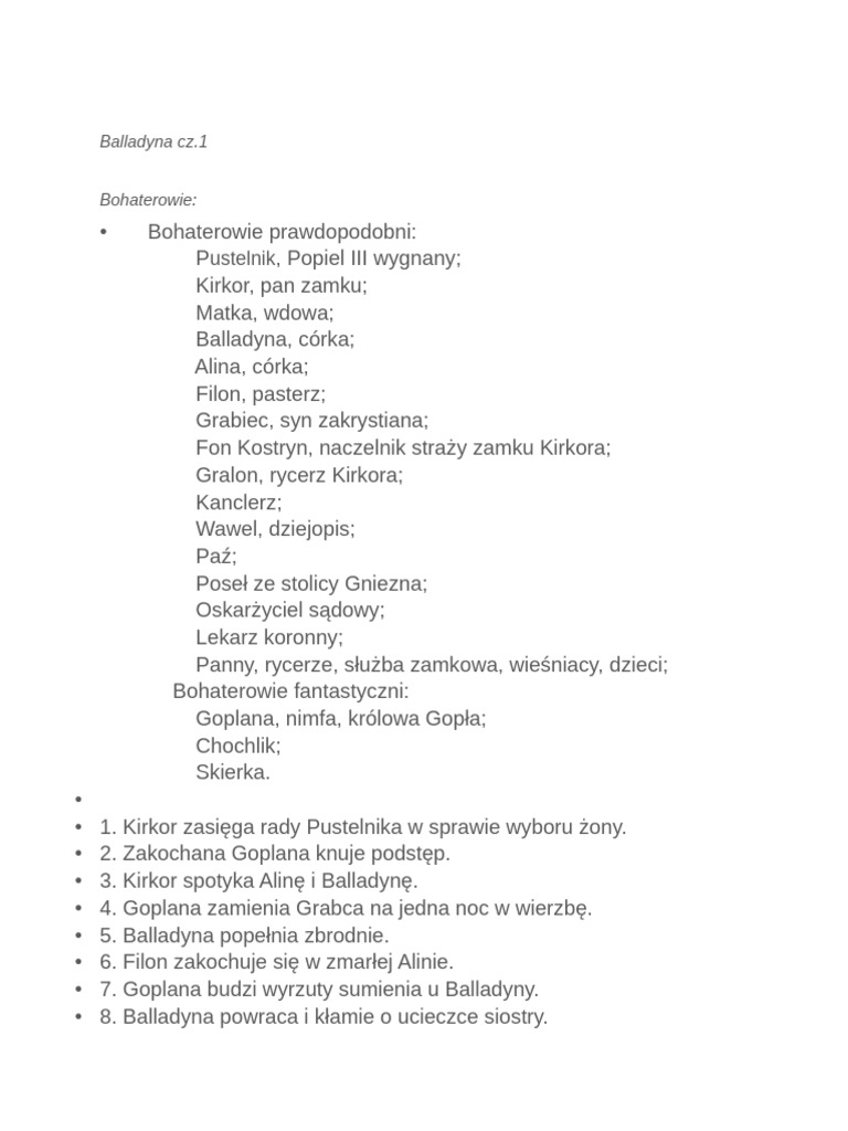 Balladyna cz.1 | PDF