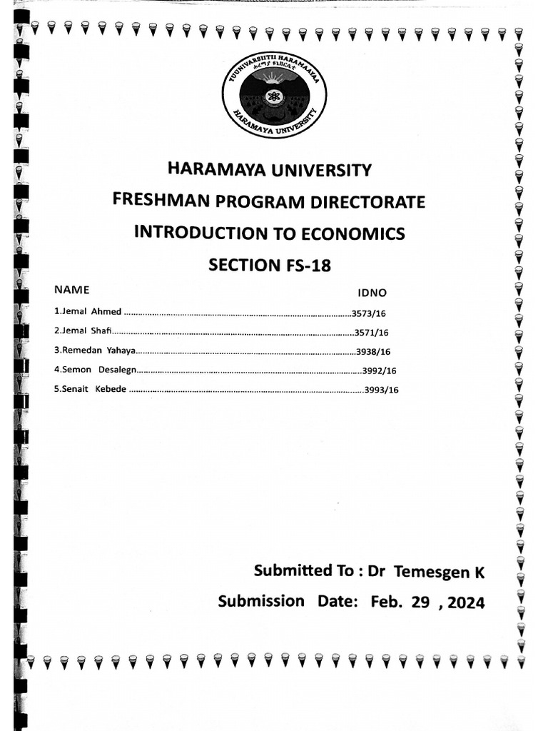 ECONOMICS ASSIGNMENT PDF GROUP NINE(9) | PDF