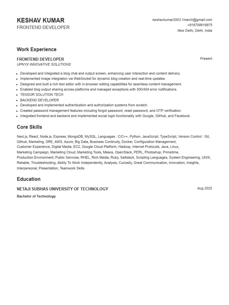 Resume ZooKeeper, Kafka, Cassandra, Docker | PDF | Business