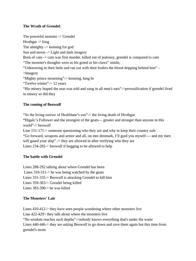 Beowulf Annotation | PDF | Beowulf | Old English Poems