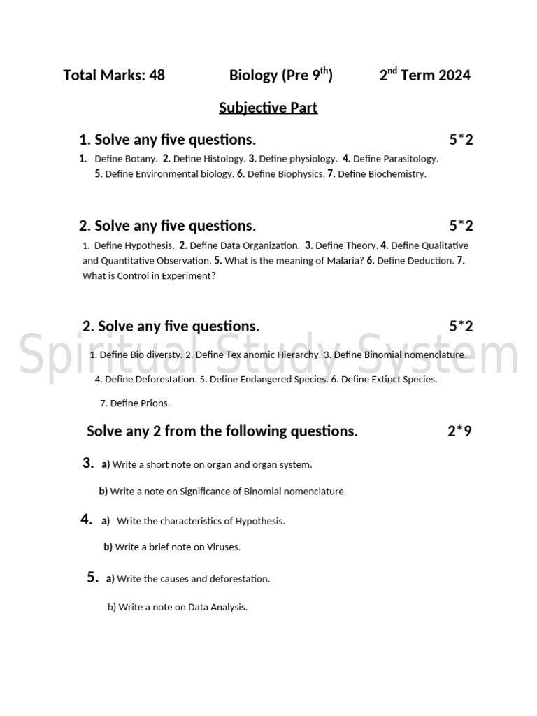 Biology Section I | PDF
