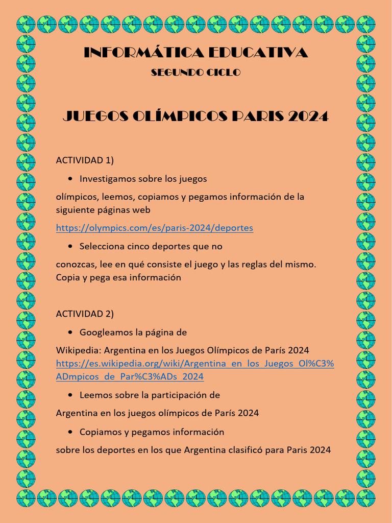 Juegos Olímpicos Paris 2024 | PDF | Deportes y actividades al aire libre