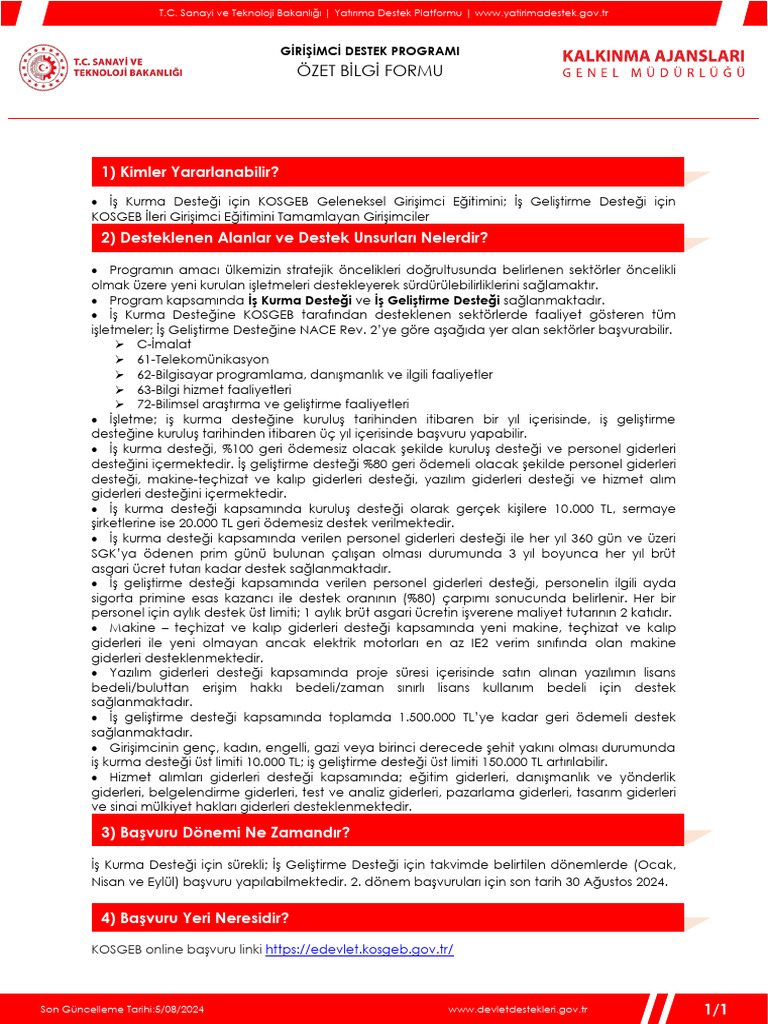 Ozet Girisimci Destek Programi | PDF