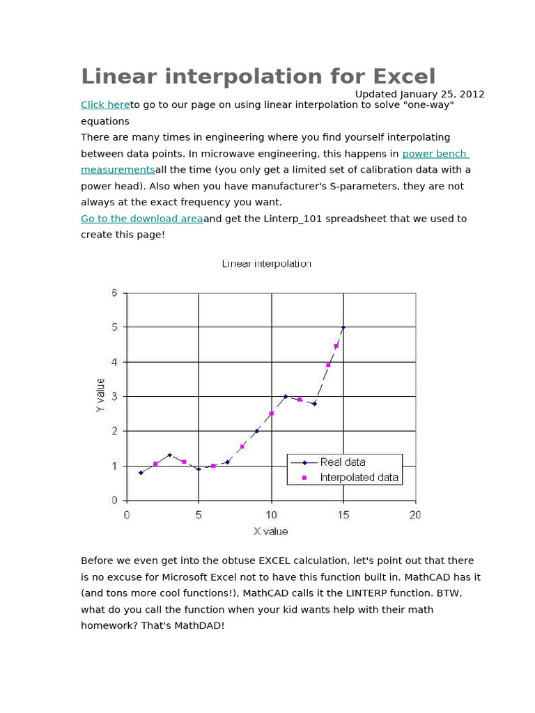 Linear Interpolation for Excel | PDF | Interpolation | Microsoft Excel