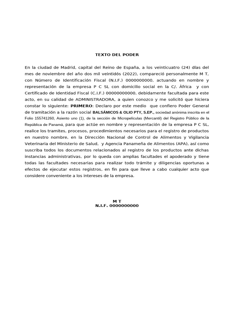 Poder General Simple Modelo | PDF