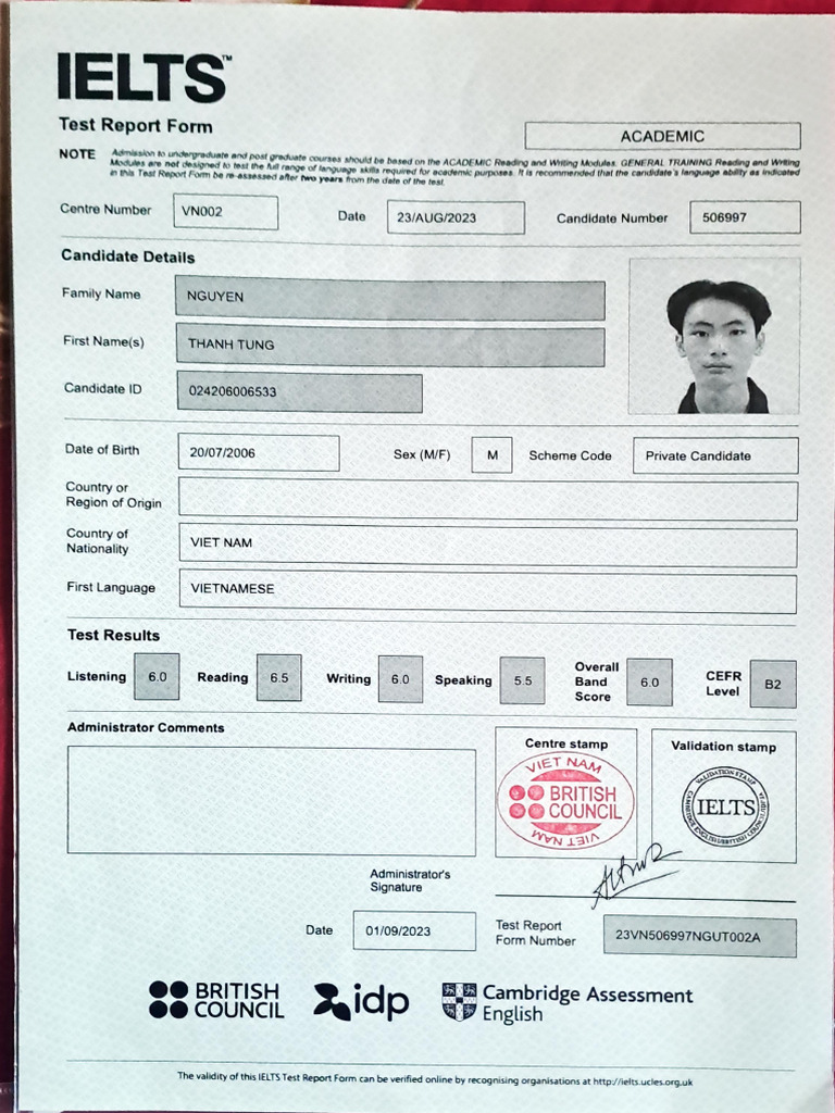 Ielts: Test Report Academic | PDF | International English Language ...