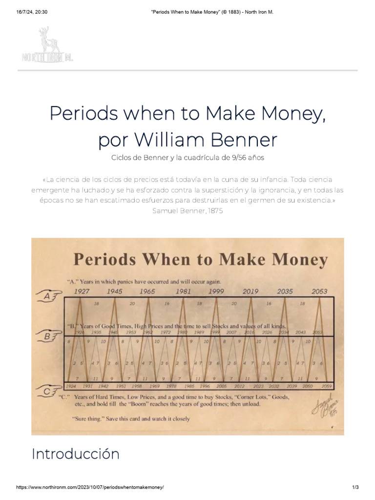 "Periods When To Make Money" (© 1883) - North Iron M | PDF | Economias