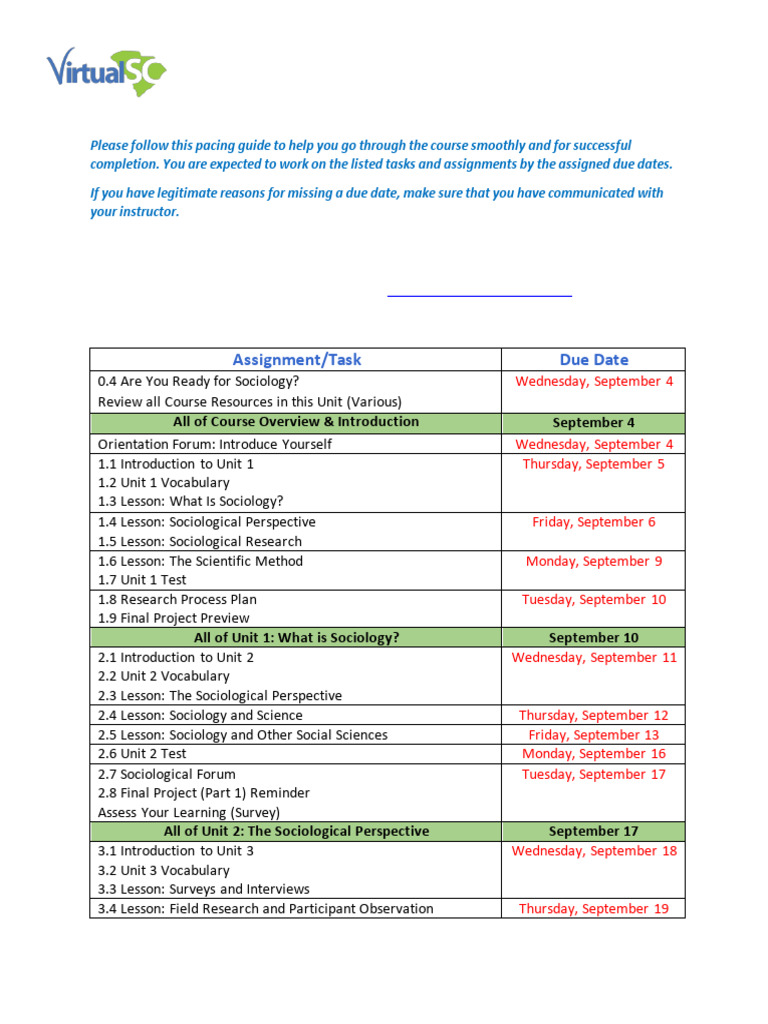 Tanner Sociology Honors Pacing Guide Fall 2024 | PDF | Socialization ...
