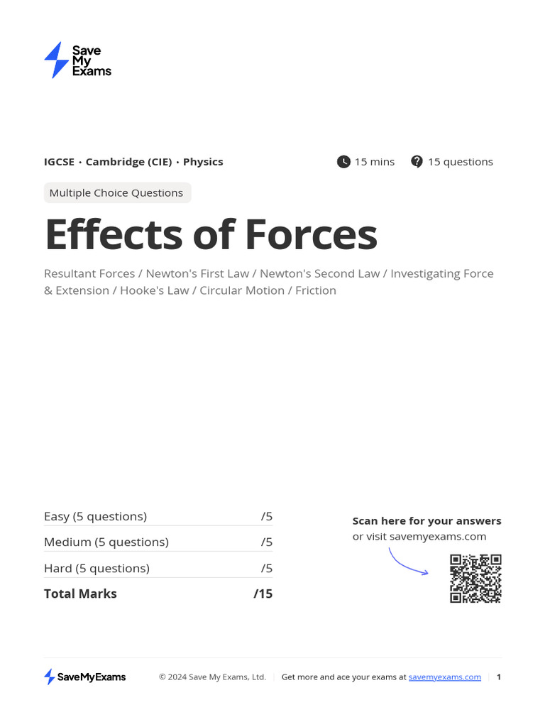 Force Multi Igcse | PDF | Force | Acceleration