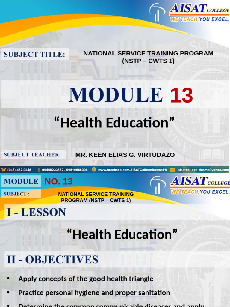Egv Module12-Nstp 1 | PDF | Medical Specialties | Health Sciences