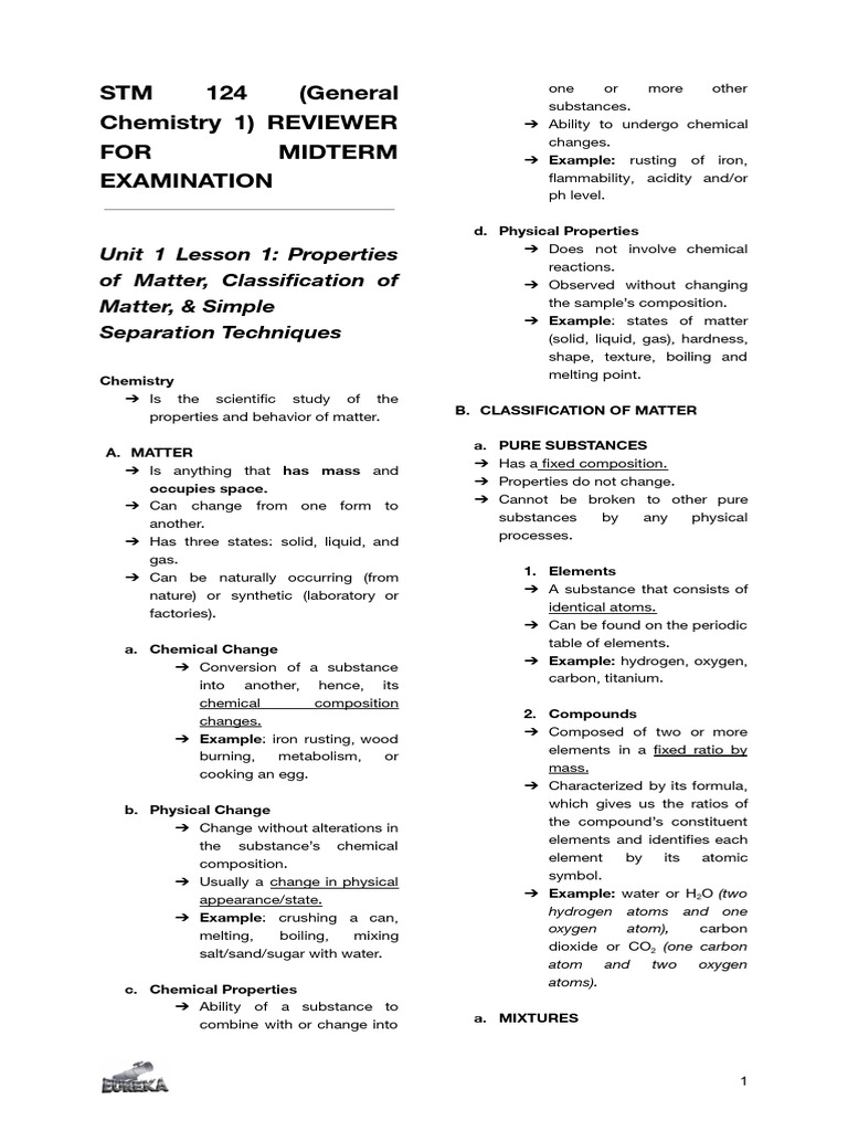 Chemistry Midterm Exam Reviewer Guide | PDF | Mixture | Ion