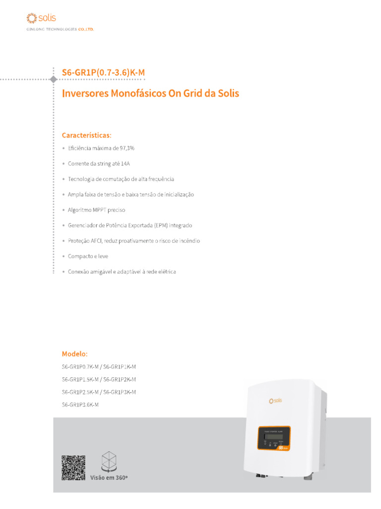 Solis Datasheet S6-GR1P (0,7-3,6) K-M BRA V1,7 202408 | PDF