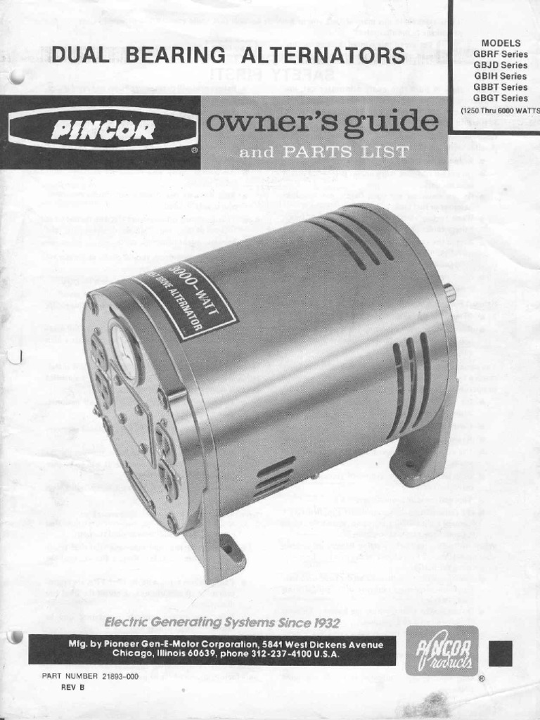 Pincor GB Series 2 Bearing Gen Head Owners Guide (7-1978) | PDF