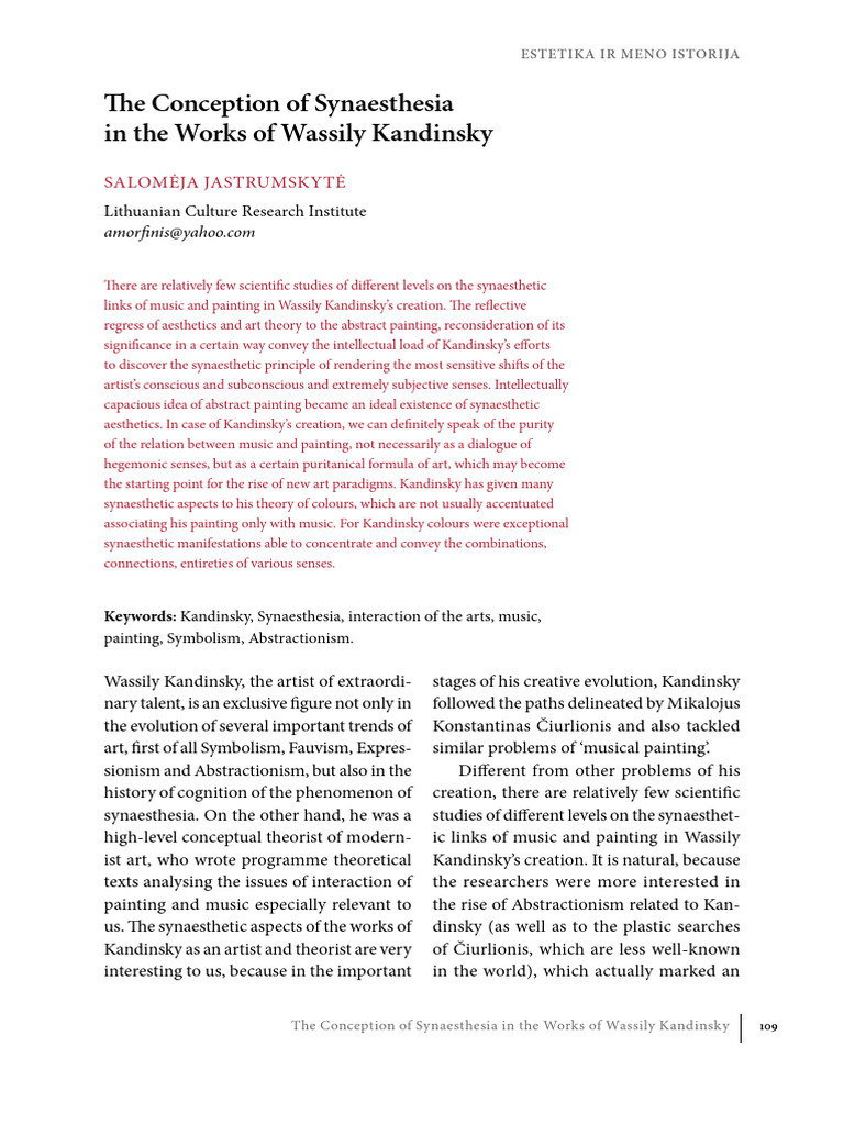 Kandinsky's Synaesthesia in Art | PDF | Wassily Kandinsky | Abstract Art