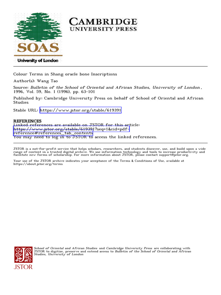 Shang Oracle Bone Color Terms | PDF