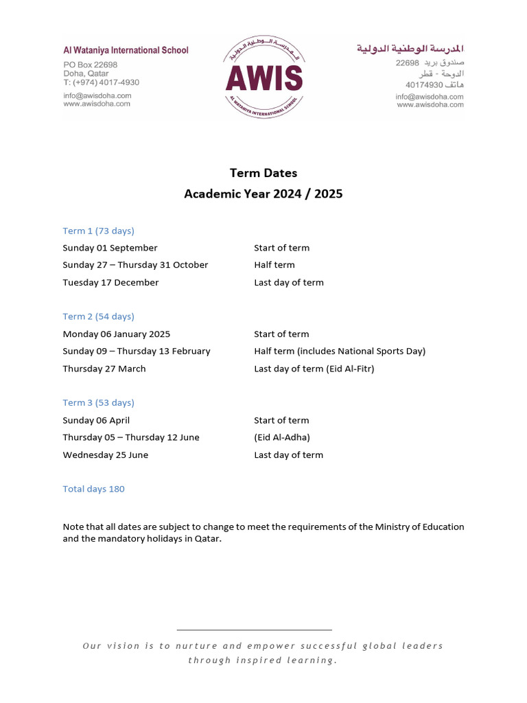 2024-2025 Academic Year Term Dates | PDF | Career & Growth