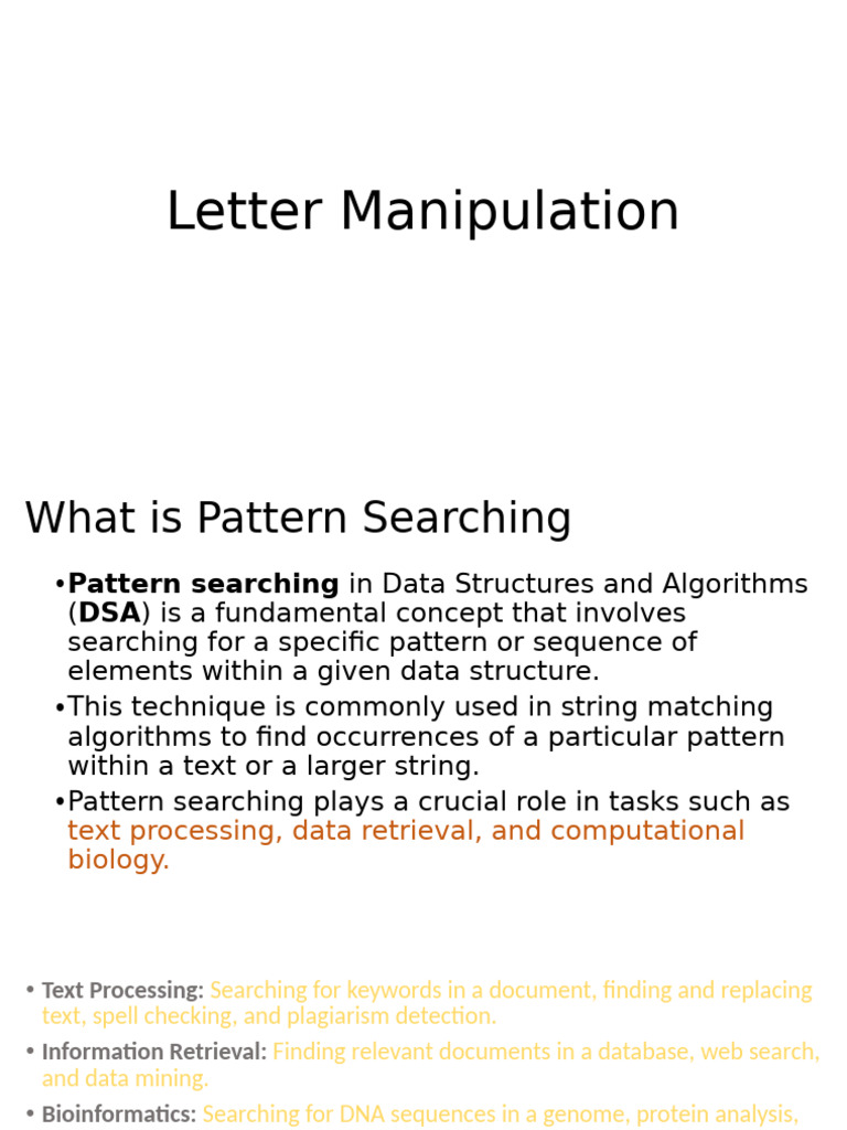 Unit 2_Letter ManipilationPattern Searching | PDF | Theoretical Computer Science | Algorithms