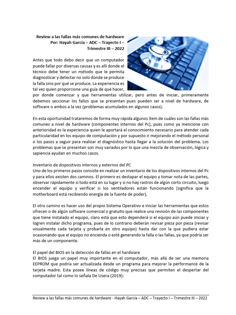 Review A Las Fallas Más Comunes de Hardware | PDF | Bios | Hardware de ...