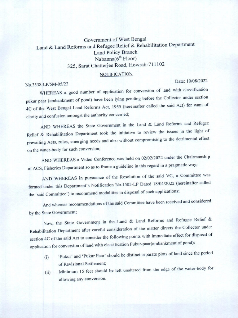 Circular on Pukurpaar Conversion | PDF