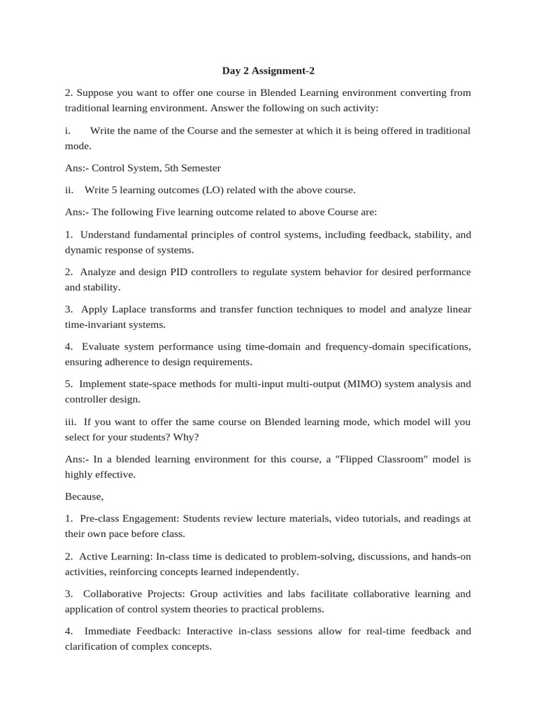 Advance Pedagogy Assignment 2 | PDF | Control Theory | System