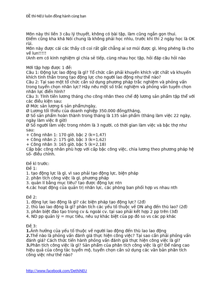 Đề thi QTNL-Đề thiNEU | PDF