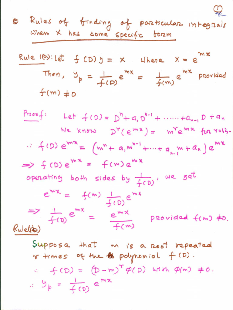 Particular Integral Rules BB | PDF