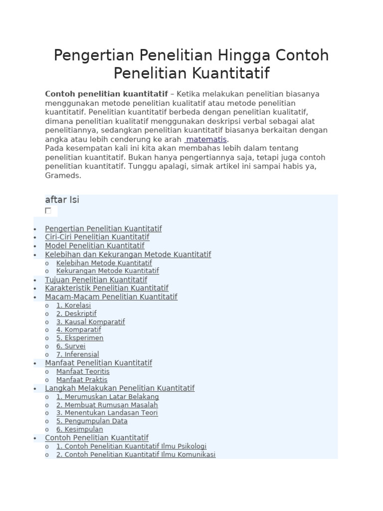 Contoh dan Pengertian Penelitian Kuantitatif | PDF | Pengembangan Diri