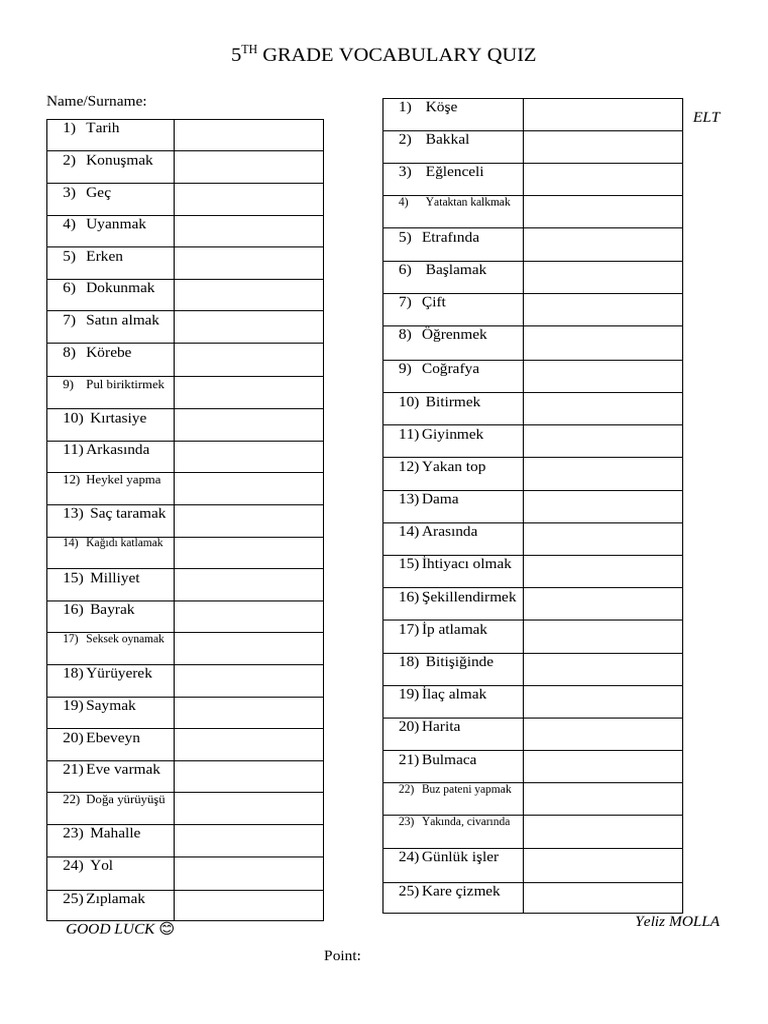 5th Grade 1st Vocab | PDF