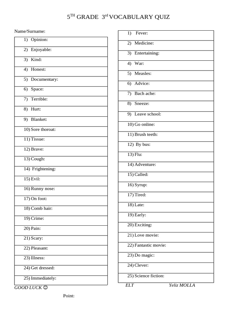 5th Grade 3rd Vocab | PDF