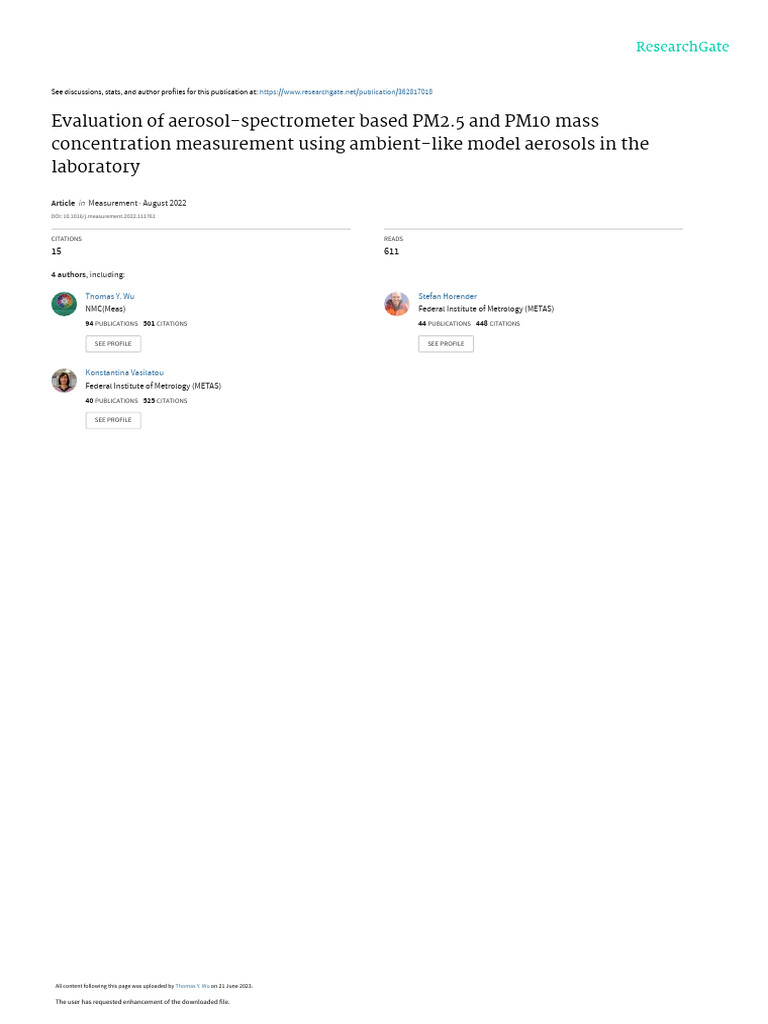 Evaluation Of Aerosol Spectrometer Based Pm2 5 And Pm10 Mass Concentration Measurement Using