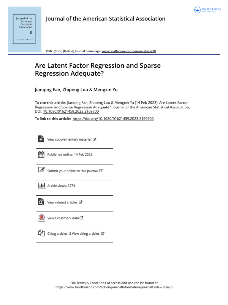 (O) Fan, J., Lou, Z., & Yu, M. (2023) - Are Latent Factor Regression ... (O) Fan, J., Lou, Z., & Yu, M. (2023) - Are Latent Factor Regression ...