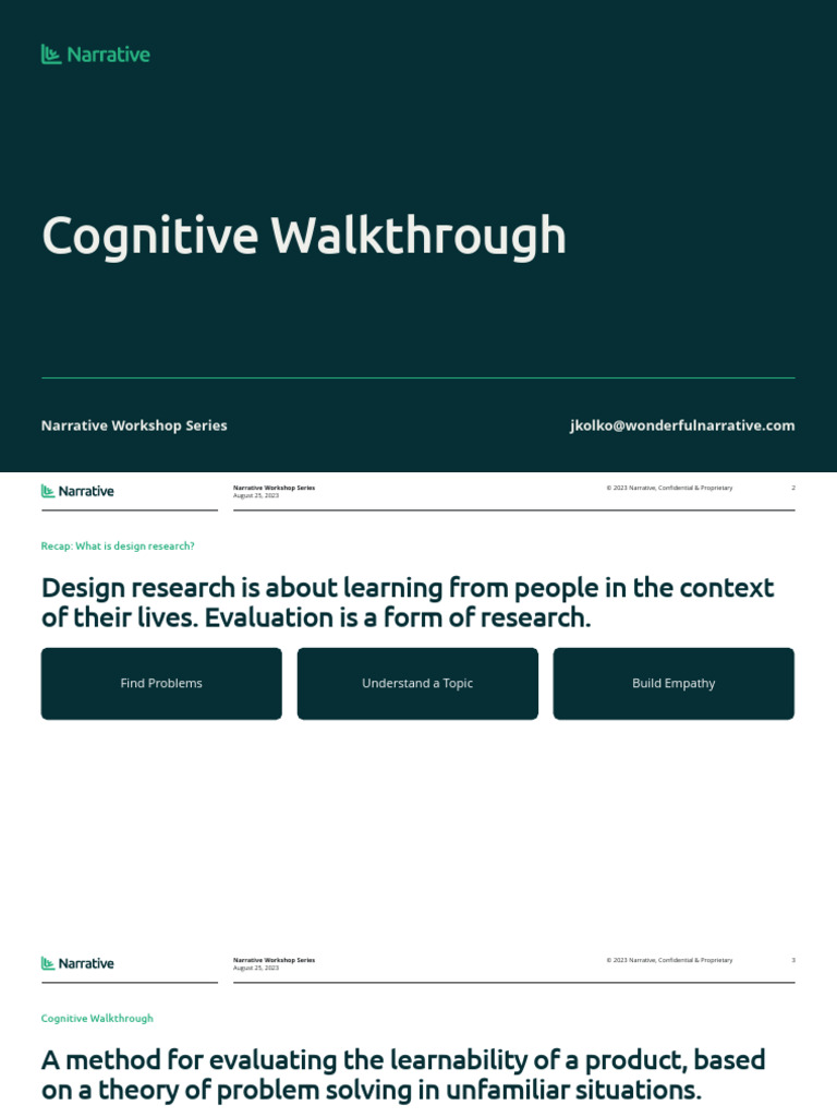 Narrative How I Teach Cognitive Walkthrough | PDF | Narrative | Learning
