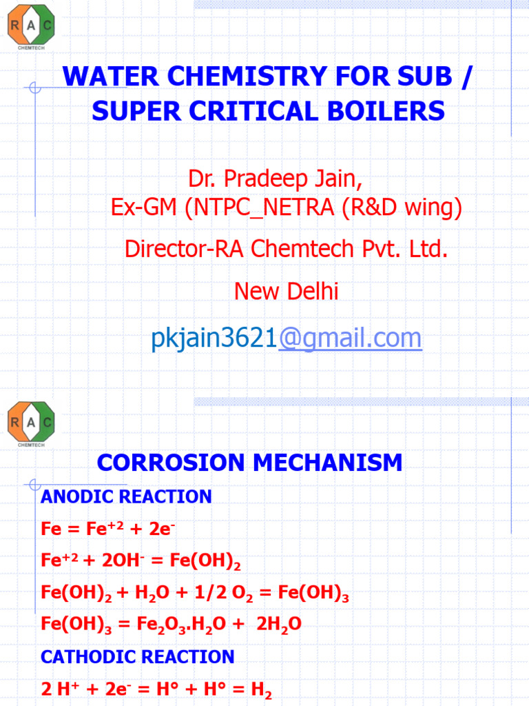 Water Chemistry in Critical Boilers | PDF | Corrosion | Boiler