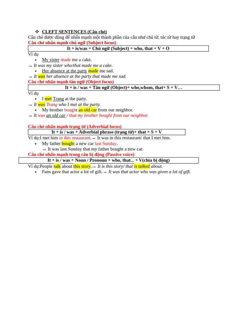 Understanding Cleft Sentences | PDF | Language Arts & Discipline | Art