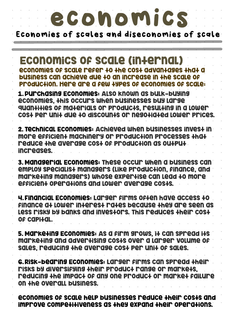 Economics Notes IGCSE O LEVEL | PDF | Economies Of Scale | Average Cost