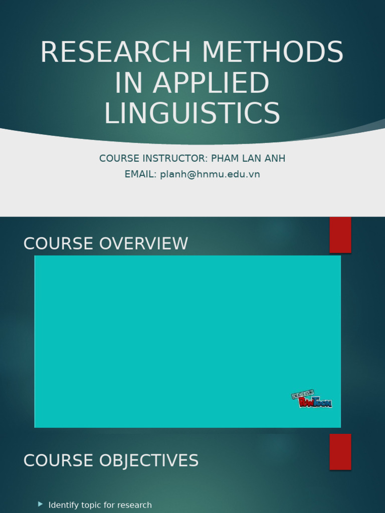Week 1, RESEARCH METHODS IN APPLIED LINGUISTICS | PDF | Information | Human Communication