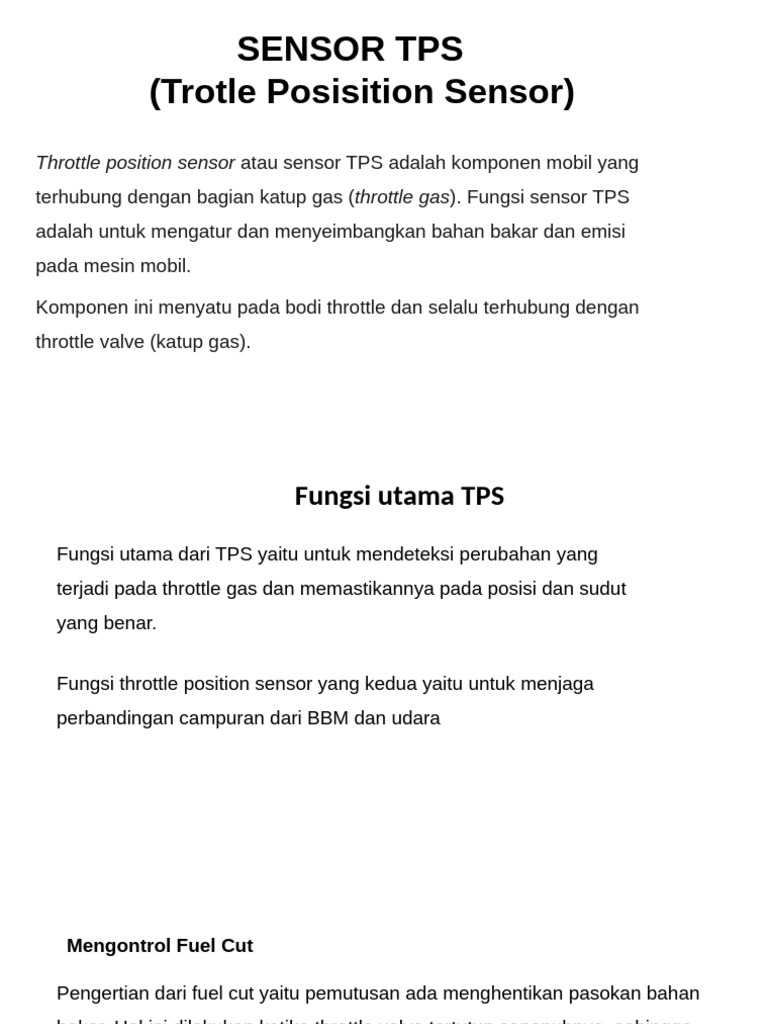 Fungsi dan Cara Kerja Sensor TPS | PDF | Sains & Matematika