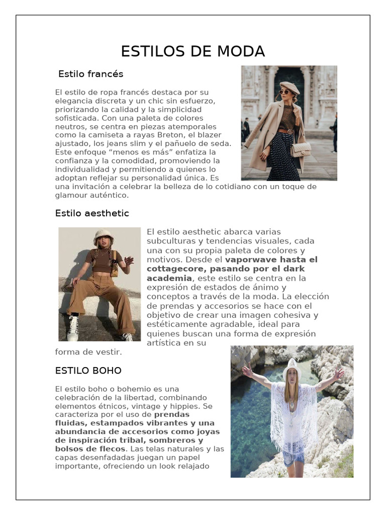 ESTILOS DE MODA | PDF | Moda | Ropa