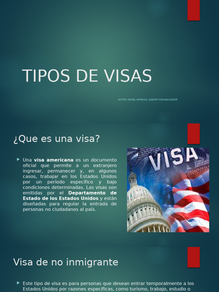 Tipos de Visas Presentacion | PDF | Visa de viaje