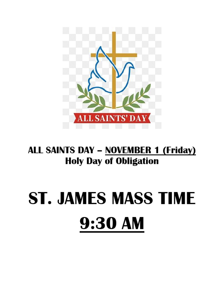 ALL SAINTS DAY (November 1) Mass Time at St. James | PDF