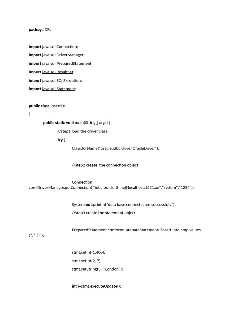 Dabase Connectivity Program | PDF | Sql | Software