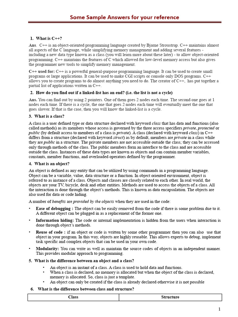 Sample Answers On Oop Pdf Method Computer Programming 7058