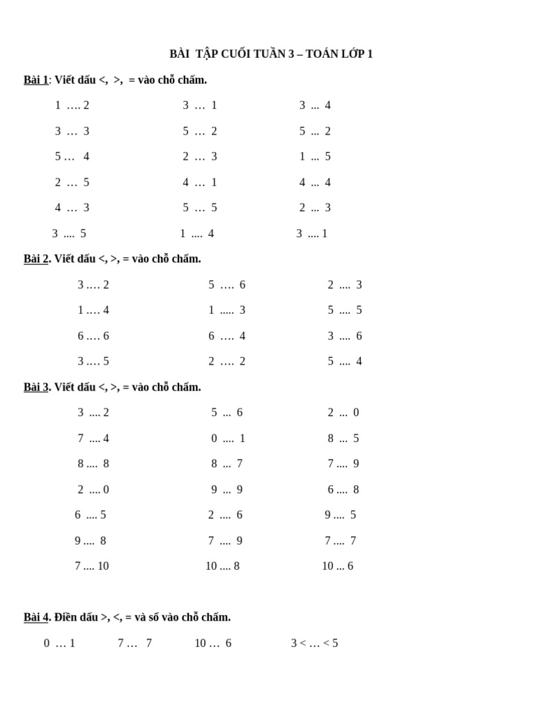 Phieu Bai Tap Toan Lop 1 Tuan 3 Pdf