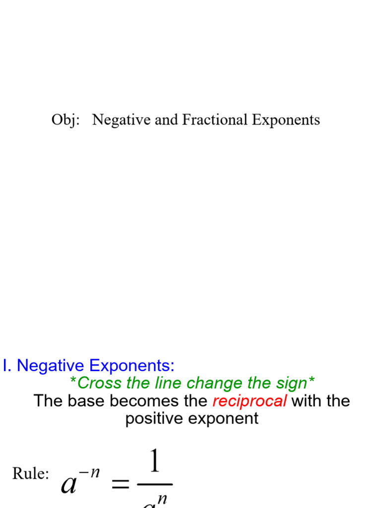Day 3 Negative and Fraction Exponents | PDF