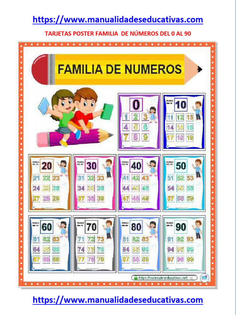 TARJETA Familia de Numeros Del 10 Al 90 | PDF