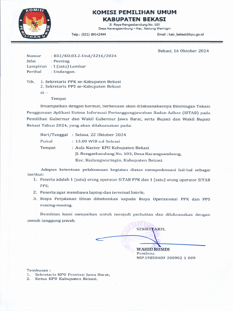 832 - Undangan Bimtek SItab PPK PPS | PDF