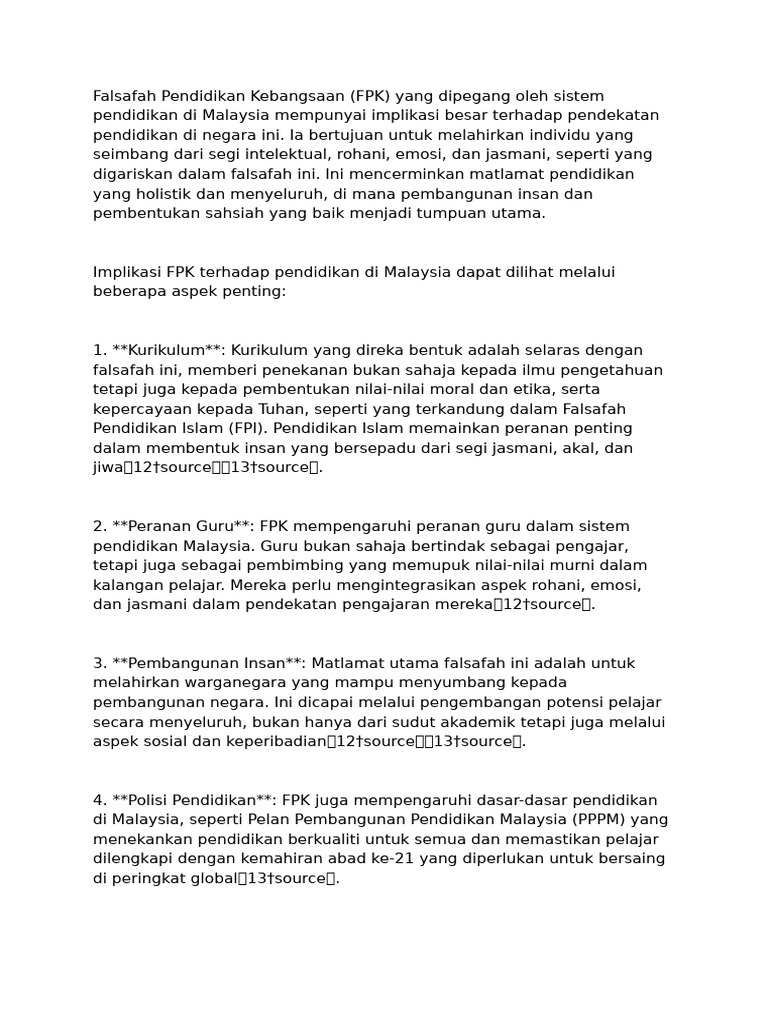 Implikasi FPK Terhadap Pendidikan Di Malaysia | PDF | Karier & Perkembangan
