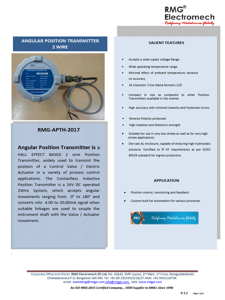 Data Sheet RMG APTH 2017 1 | PDF | Actuator | Electronic Engineering
