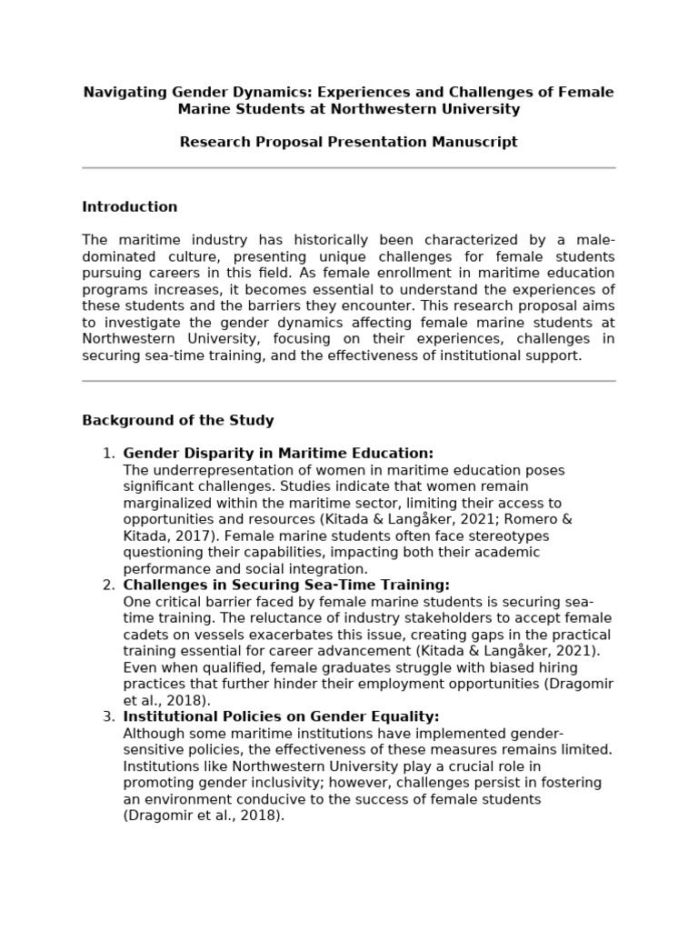 Research Proposal NWU Manuscript | PDF | Gender Equality | Gender Studies