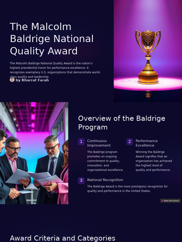 The Malcolm Baldrige National Quality Award | PDF | Strategic ...